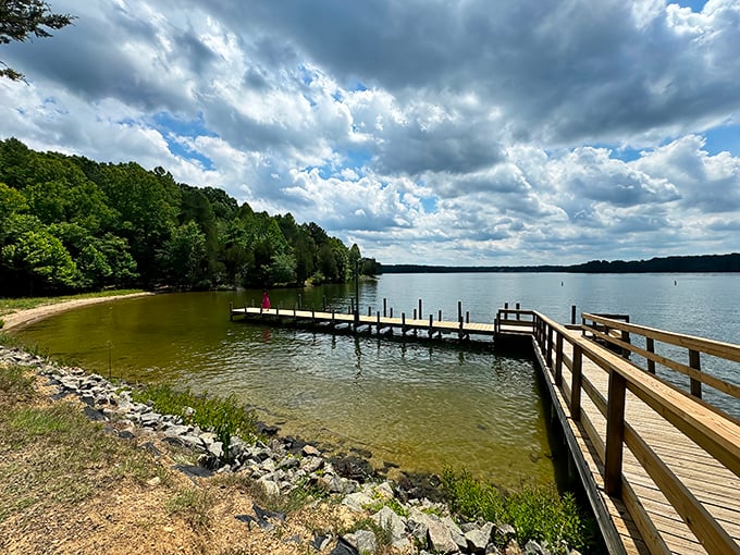 The wooden pier stretches into Lake Anna like nature's welcome mat, inviting you to step into a world where time slows down.