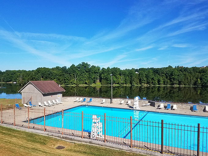 Nothing says "vacation mode activated" quite like a swimming pool with a view of the lake &ndash; because sometimes you want your water with a side of more water.