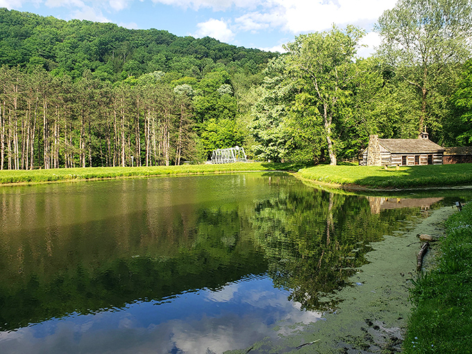 Mirror-perfect reflections make this pond at Beaver Creek State Park nature's own Instagram filter. The historic cabin completes this postcard-worthy Ohio scene.