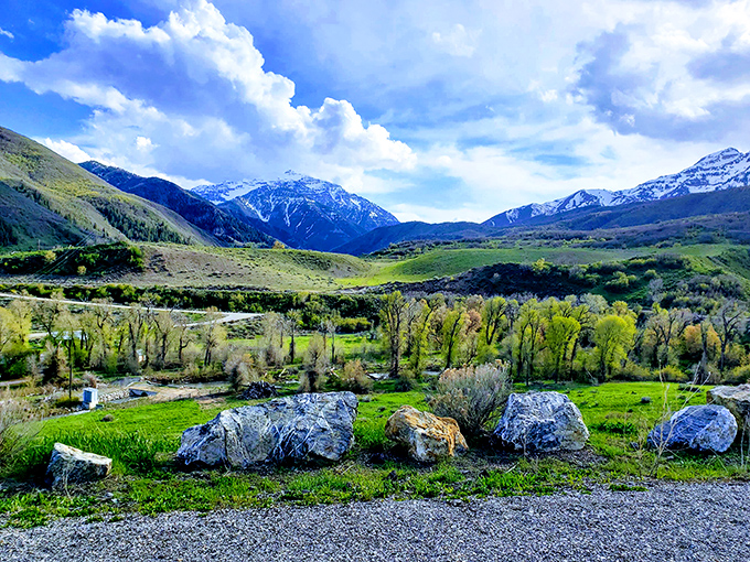 Mother Nature showing off her best work&mdash;rolling hills, majestic mountains, and spring greenery create Utah's perfect postcard moment.