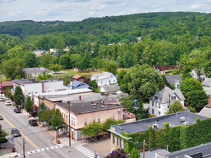 Hawley's panoramic view showcases its perfect blend of small-town charm and natural splendor. The Poconos' best-kept secret unfolds before your eyes.