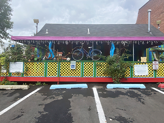The exterior of PaperMoon Diner looks like a rainbow exploded on a building &ndash; in the best possible way. Baltimore's most colorful eatery beckons with whimsy.