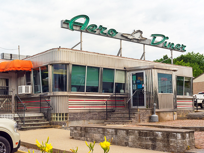 From another angle, the Aero Diner's vintage charm shines through. Like finding a perfectly preserved classic car, but this one serves pancakes.