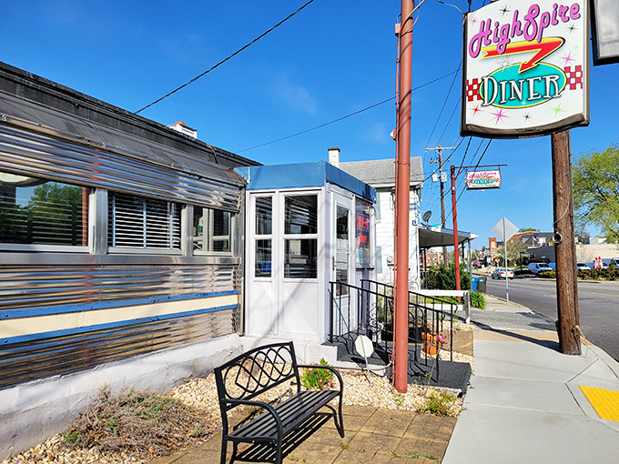 The classic stainless steel exterior of Highspire Diner gleams in the Pennsylvania sunshine, a chrome time capsule promising comfort food and nostalgia inside.