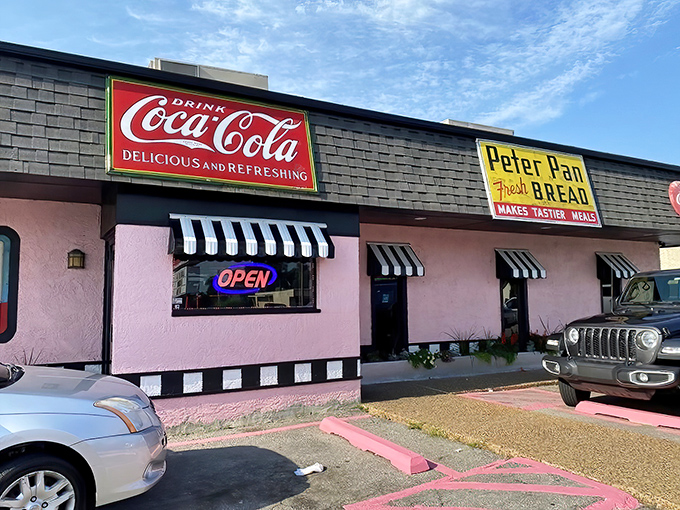 The pink palace of breakfast dreams stands proudly with its vintage Coca-Cola and Peter Pan bread signs&mdash;a time capsule you can actually eat in.
