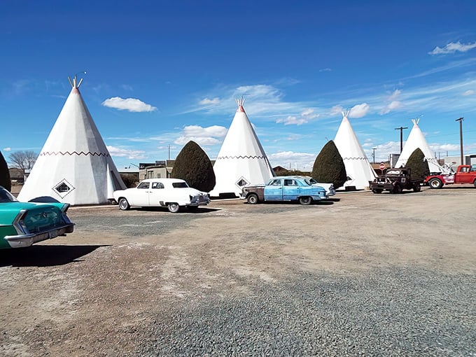 The iconic white teepees of the Wigwam Motel stand like sentinels against the Arizona sky, a concrete mirage that's delightfully real.