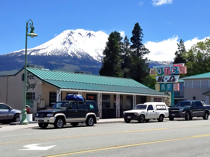 Mount Shasta provides the perfect backdrop for this unassuming culinary landmark. Like finding a Picasso at a yard sale&mdash;humble exterior, masterpiece inside.