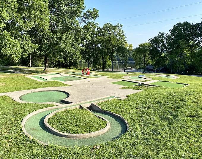 The mini-golf course at Kincaid Lake State Park offers just enough challenge to keep things interesting without veering into "I'm never playing this game again" territory.