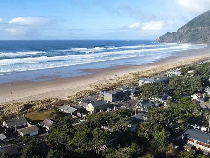 Where the mountains meet the sea&mdash;Manzanita's expansive beach stretches toward the horizon while cozy beach homes nestle among windswept pines.