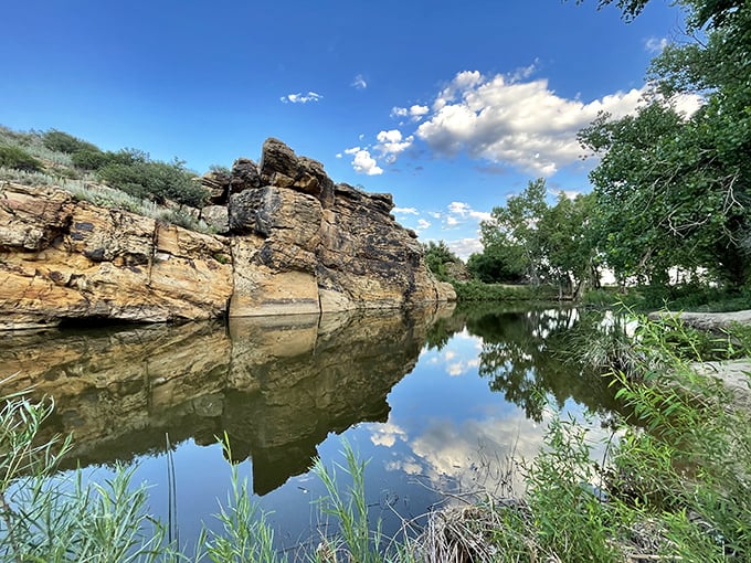 Lake Carl Etling catches the evening light like nature's own infinity pool, minus the Instagram influencers.