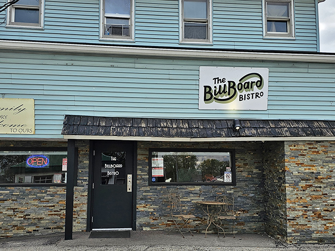 The unassuming blue exterior of The BillBoard Bistro hides culinary treasures that would make even the most jaded food critic weep with joy.