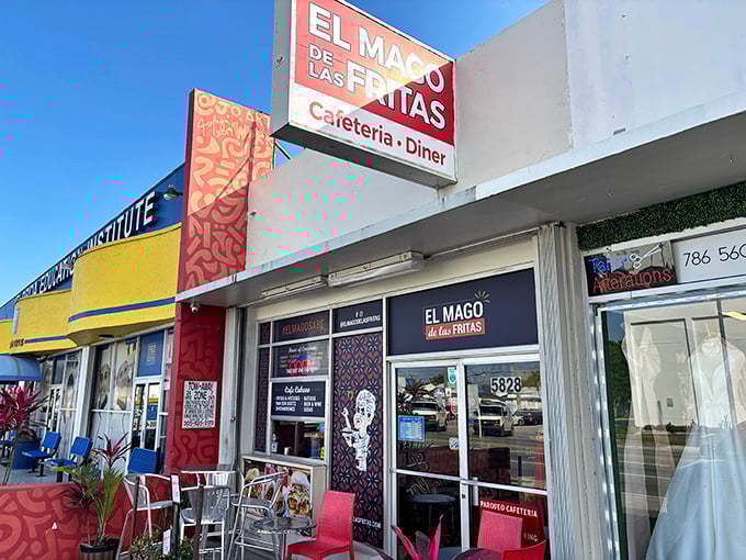 The unassuming storefront of El Mago De Las Fritas stands like a culinary lighthouse in Miami, promising Cuban flavor magic behind those modest doors.