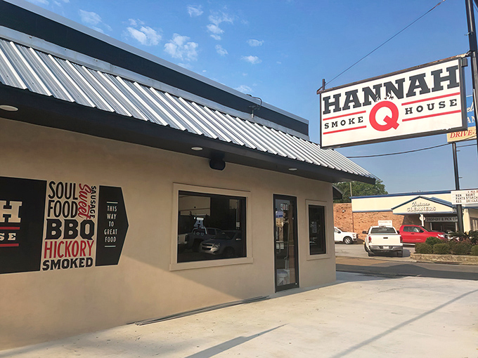 The unassuming exterior of Hannah Q Smokehouse proves once again that BBQ brilliance often hides in plain sight. No fancy frills, just smoke signals of deliciousness ahead.