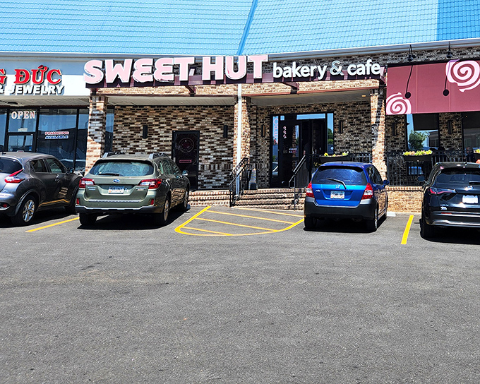 The bright blue roof and brick facade might not scream "culinary destination," but that's part of the adventure.