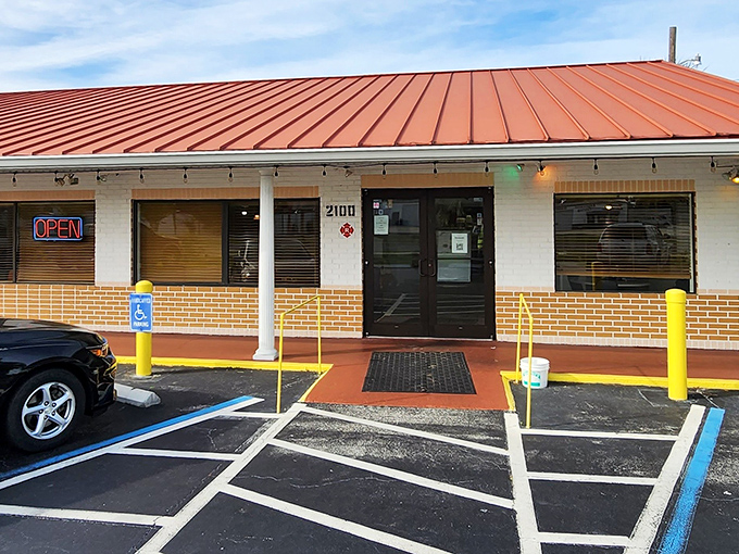 That iconic orange roof signals breakfast paradise ahead. No fancy frills, just the promise of honest-to-goodness comfort food waiting inside.