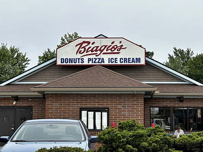 The unassuming brick exterior of Biagio's promises three simple pleasures: donuts, pizza, and ice cream. Sometimes the best treasures come in modest packages.