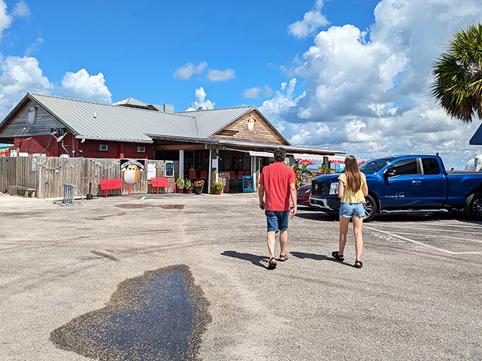 The weathered exterior promises authenticity that no amount of Instagram-worthy design could ever replicate or improve upon.