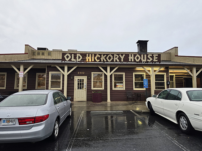The unassuming exterior of Old Hickory House stands as a beacon to barbecue lovers, promising authentic Southern flavors behind its humble wooden facade.