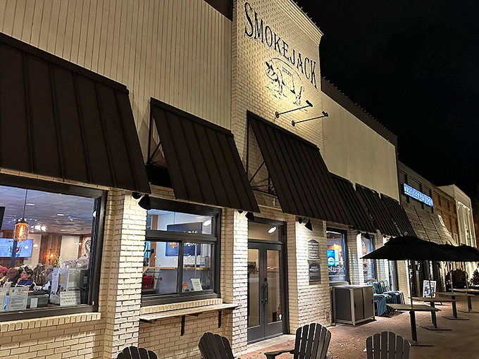 The white brick façade of Smokejack might look unassuming, but that neon glow at night is like a beacon for barbecue pilgrims seeking smoky salvation.