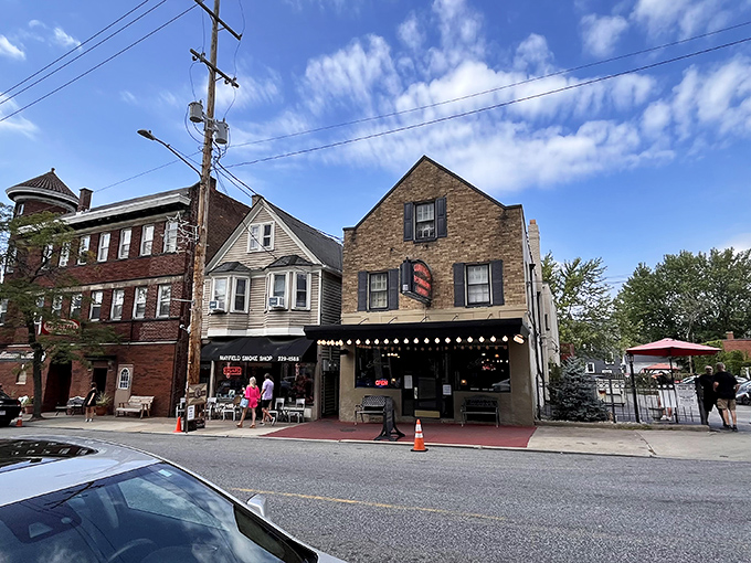 The stone facade of Guarino's stands proudly on Mayfield Road, string lights twinkling with promise like a culinary lighthouse in Cleveland's Little Italy.