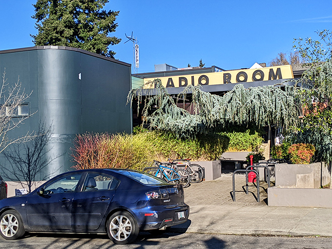 Radio Room's iconic yellow sign announces its presence like a beacon for hungry Portlanders seeking comfort food with an edge.