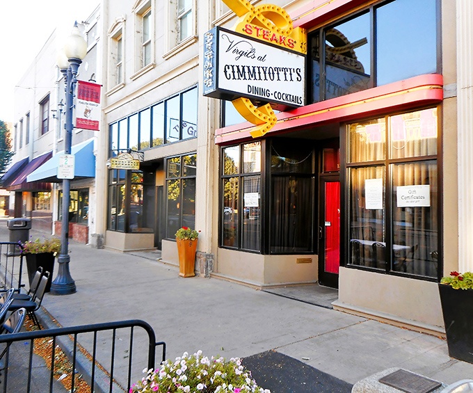 The iconic neon sign beckons hungry travelers like a lighthouse for carnivores on Pendleton's historic main street.