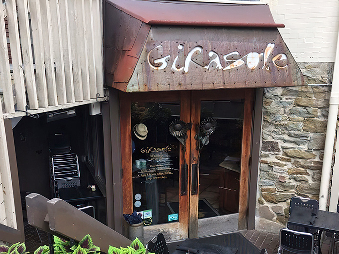 That copper awning whispers "come in" like an old Italian grandmother who knows you're hungry.