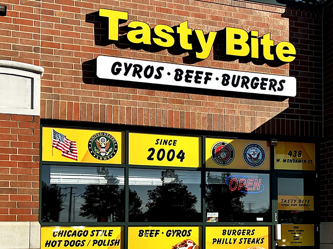 That classic yellow-and-brick exterior isn't just nostalgic&mdash;it's a time portal to when restaurants proudly displayed their military support alongside their menu specialties.