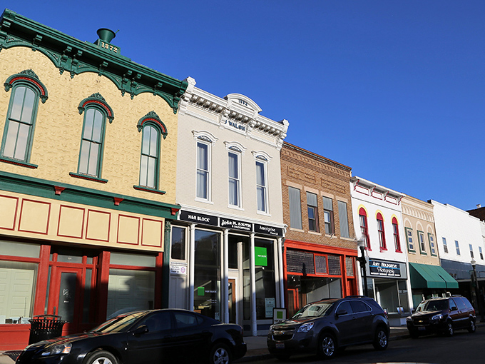 Main Street's colorful storefronts invite you to slow down and window shop. In Delphos, retail therapy comes with a side of architectural eye candy.