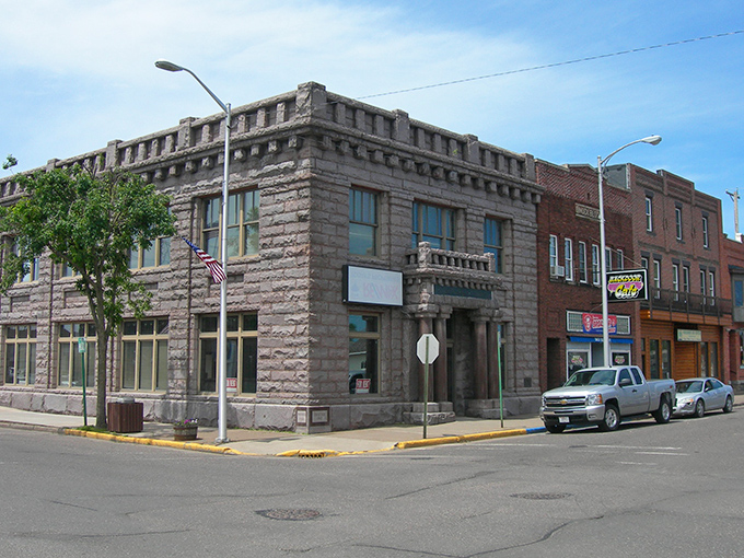 Historic stone architecture stands as a testament to Ladysmith's resilient spirit. This cornerstone building anchors downtown with dignified charm that whispers stories of bygone eras.