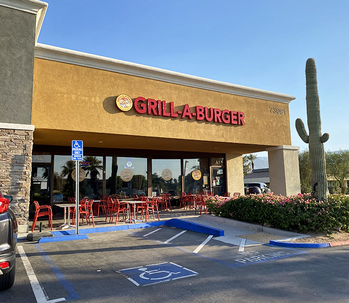 Unassuming strip mall exterior that hides culinary greatness, like finding out Clark Kent is actually Superman with a spatula.
