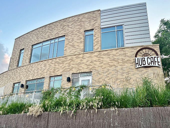 A modern twist on Nebraska architecture houses this culinary gem, where the building's curves are as thoughtful as the menu's local sourcing.