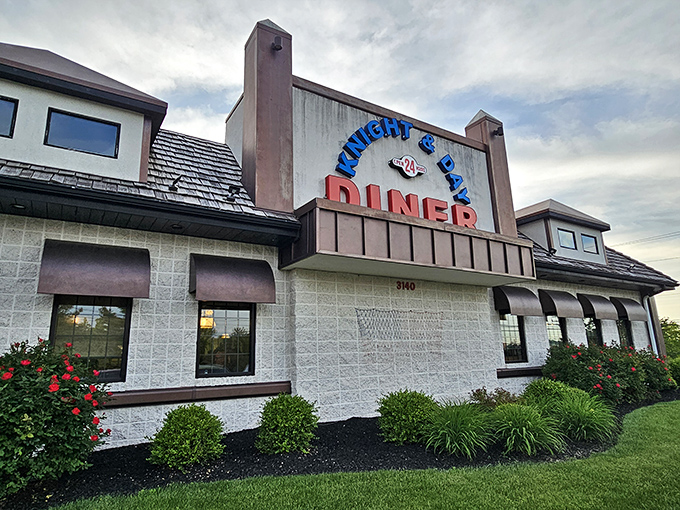 That iconic blue and red signage beckons like an old friend, promising pancakes that could make your grandma jealous.
