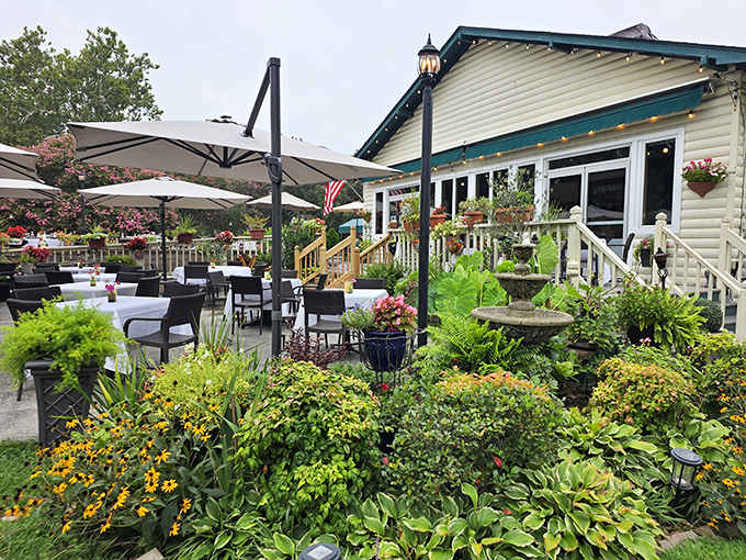 The patio at Steinhilber's isn't just outdoor seating&mdash;it's a garden sanctuary where cocktails taste better amid blooming flowers and gentle breezes.