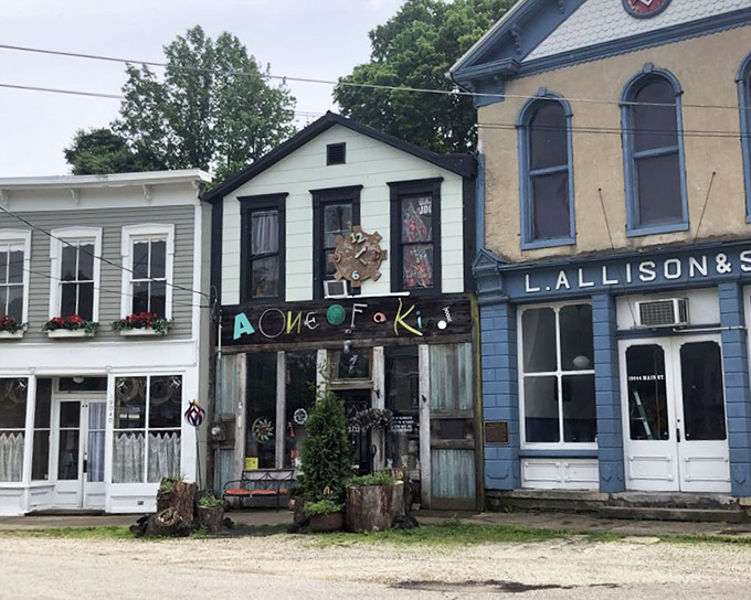 Historic storefronts line Metamora's main drag, where the "One of a Kind" shop promises treasures that big box stores wouldn't dare attempt to replicate.