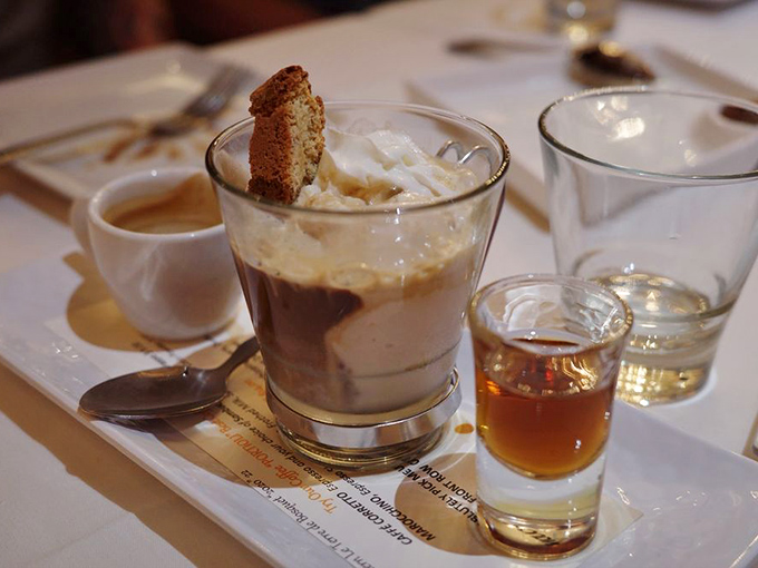 Affogato served with a side of liquid courage. Coffee, ice cream, and spirits&mdash;the holy trinity of dessert indulgence.