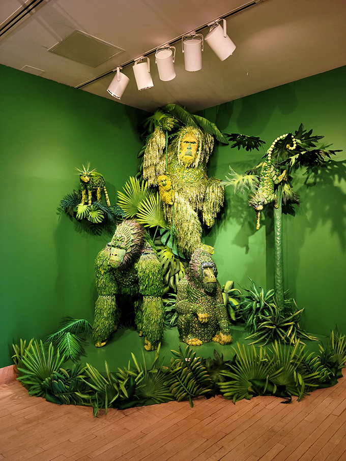 These verdant primate figures seem to have emerged straight from a jungle dreamscape. Half plant, half creature, they blur the line between nature and imagination.