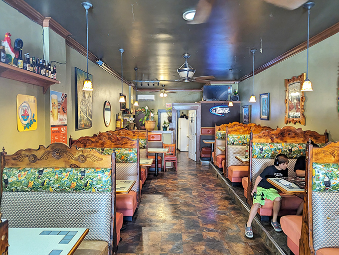 These wooden booths aren't just restaurant seating&mdash;they're front-row tickets to small-town Americana, served with a side of local conversation.