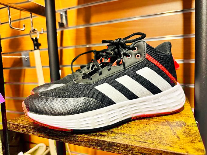 Sneakers with barely a mile on them, proving someone else's abandoned fitness resolution can become your fashion statement. Their loss, your comfortable gain!