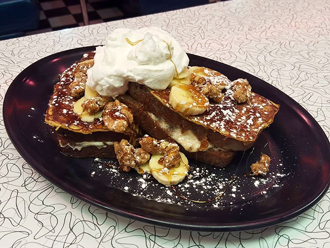 Banana bread French toast that would make Elvis weep &ndash; crowned with whipped cream and walnuts, it's breakfast disguised as dessert (or vice versa).