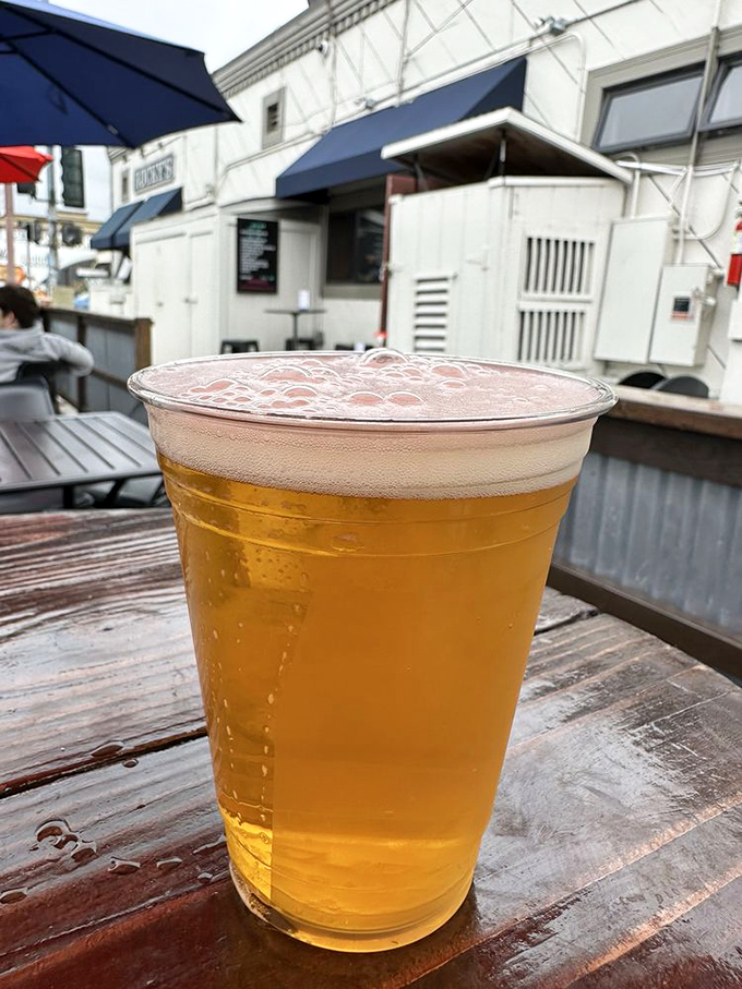 A cold beer waiting patiently to accompany burger perfection &ndash; some partnerships were simply meant to be.