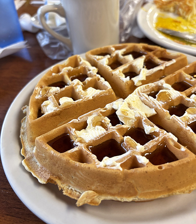 The perfect waffle doesn't exi&mdash; Oh wait, here it is, with those precise grid indentations practically begging for butter and syrup to pool in them.