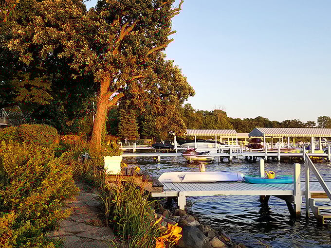 Golden hour magic transforms ordinary docks into gateways to adventure. The water practically whispers, "Come play before sunset fades."