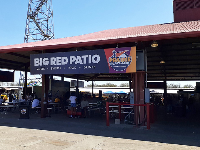 The Big Red Patio offers a perfect respite for weary shoppers &ndash; where food, drinks, and live music create the ultimate bargain-hunting intermission.