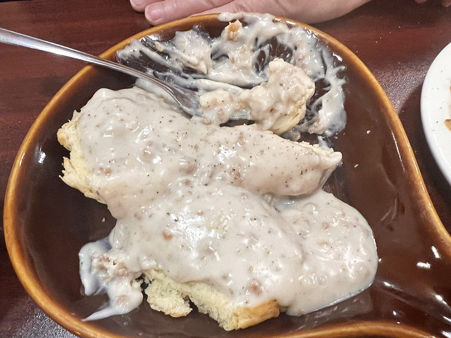 Biscuits swimming in gravy&mdash;not so much a breakfast as an edible hug from the Midwest itself.
