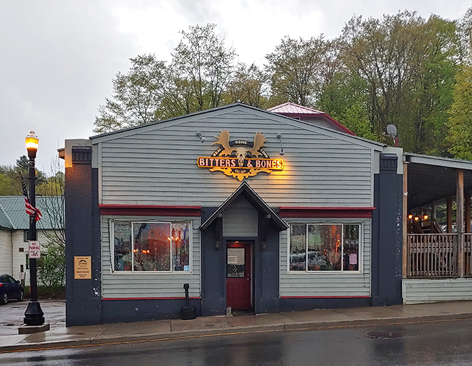 Bitters & Bones isn't just a clever name—it's where locals gather when the Adirondack chill demands both craft cocktails and hearty comfort food.