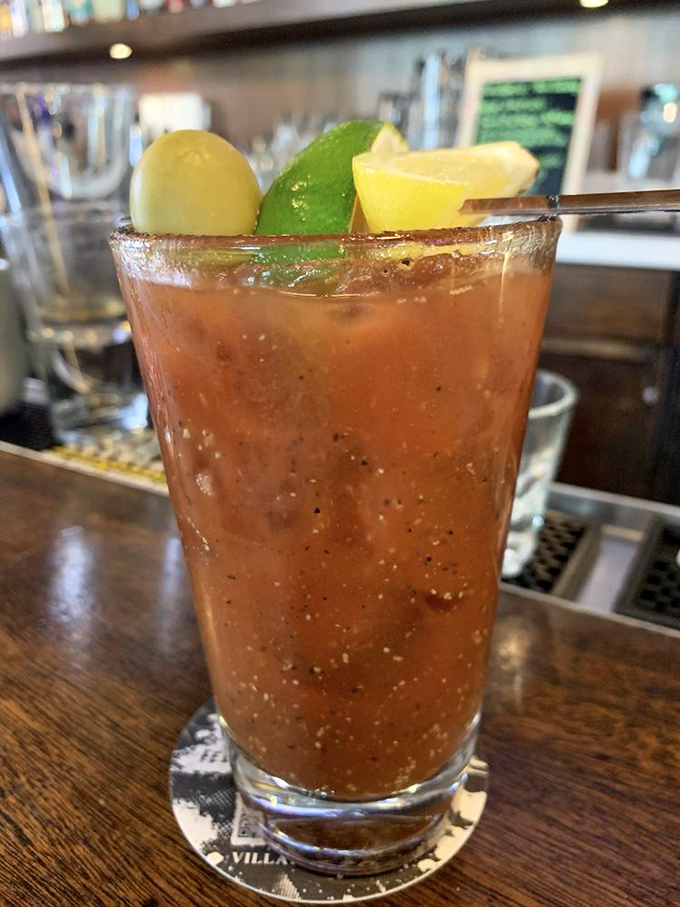 A Bloody Mary garnished with both pickle and lime – because sometimes breakfast needs a little liquid encouragement to face the day ahead.