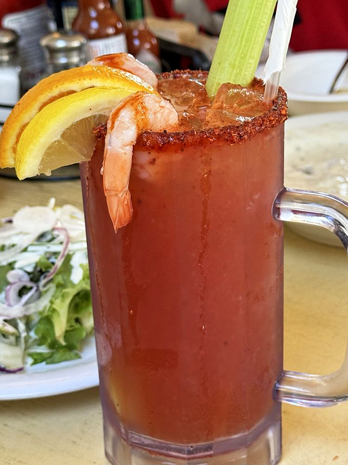 This Bloody Mary isn't just a drink &ndash; it's a meal with a kick that brings a shrimp to the party. Sunday brunch goals, achieved.
