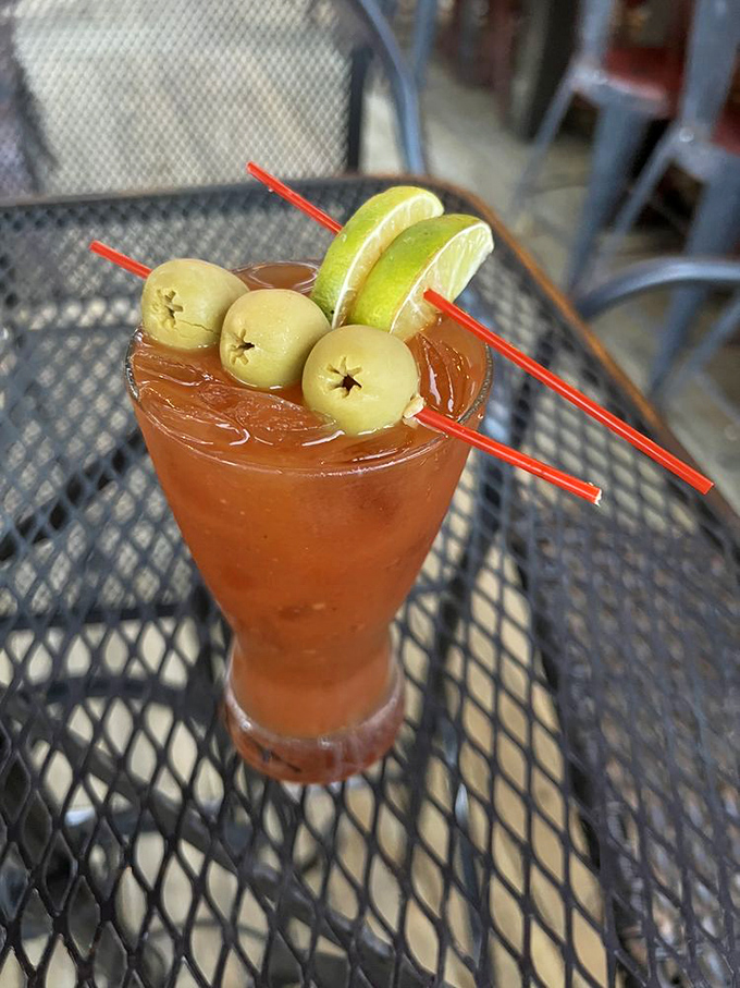 Their Bloody Mary comes dressed for success with olives and lime—the perfect companion for when you've committed to a day of serious eating.