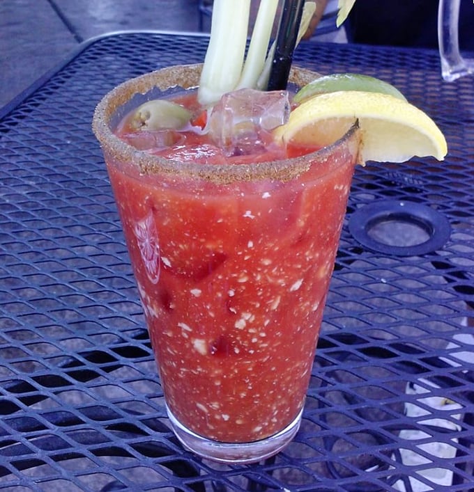 This Bloody Mary isn't just a drink &ndash; it's a meal with a kick. The celery stick is just pretending this is healthy.